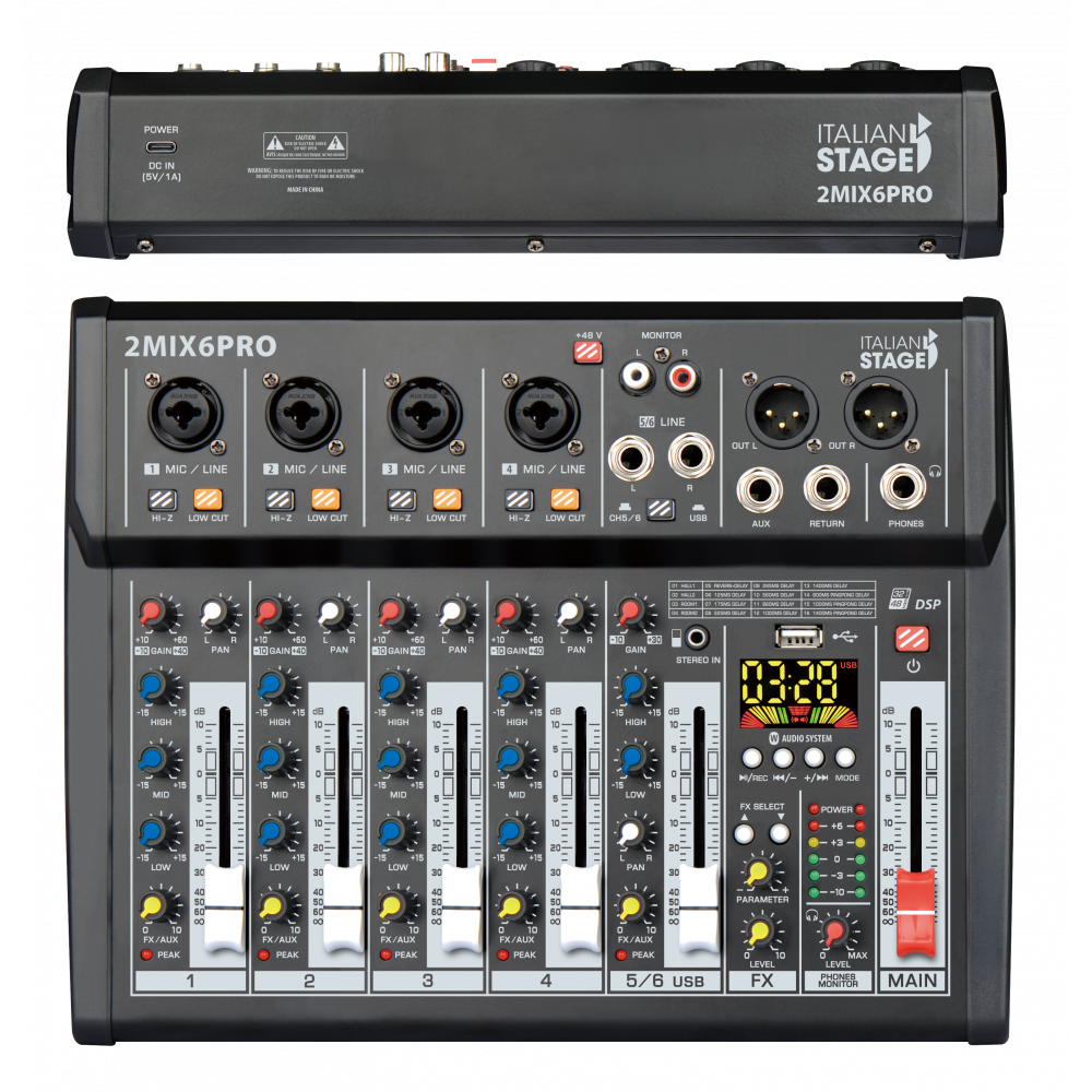 Italian Stage | ITALIAN STAGE 2MIX6 PRO Audio Mixer with Player ...